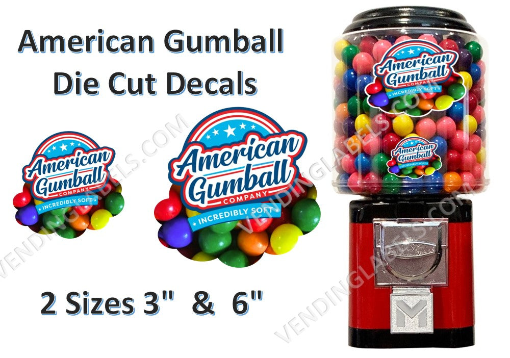 American Gumball Display Die Cut Decal for Candy Machine size GB ...