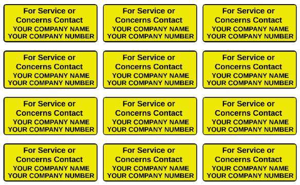 12 Pack CONTACT / OWNED BY SERVICE ID Stickers for Vending Candy Label ...