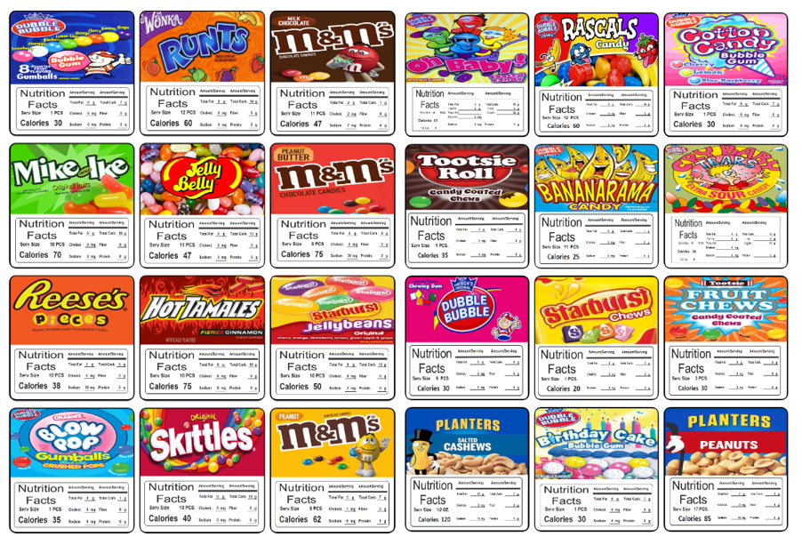 INSIDE MOUNT Vending Label Sticker Decals NUTRITIONAL – Vending Labels