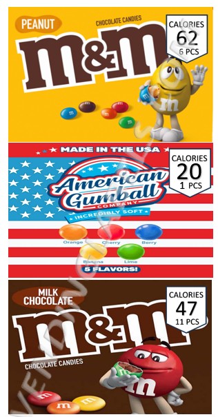 2 X 3.25" Candy Vending Labels Sticker SIMPLE NUTRITIONAL INFO EASY PE