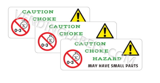 3 (pack) CHOKE HAZARD WARNING STICKER for Vending Candy Labels Machine ...
