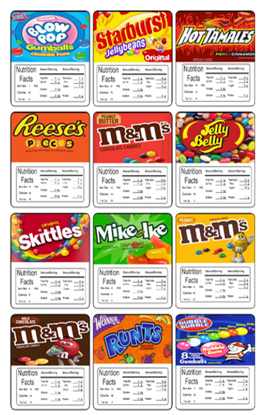 4" x 5" Nutrition Candy Vending Machine Labels Display Card LAMINATED ...