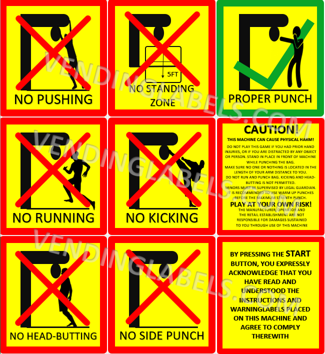 Boxing Arcade Label Sticker Candy Vending Game full 3.25" Square ...