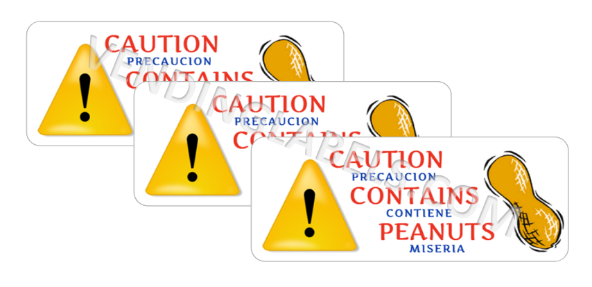 (3 Pack) PEANUT WARNING Stickers for Vending Candy Labels Machines Spa ...