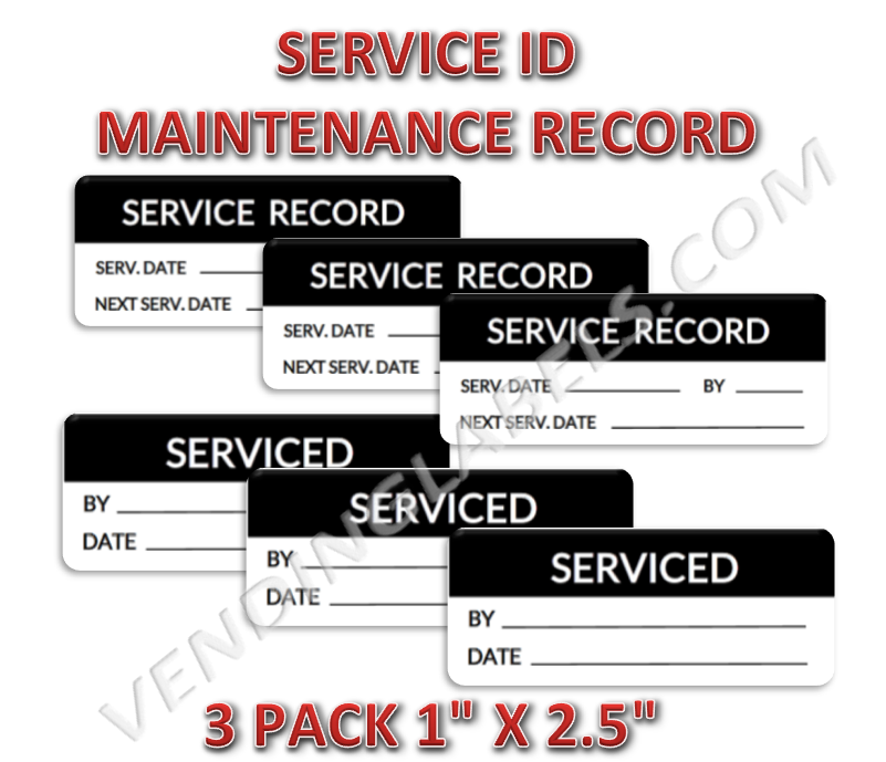 Serviced By ID Sticker Decal date 3 pack – Vending Labels