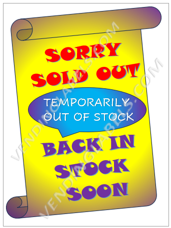 Sold Out of Stock Back in Stock Soon Label Display Card Toy Candy Lami ...