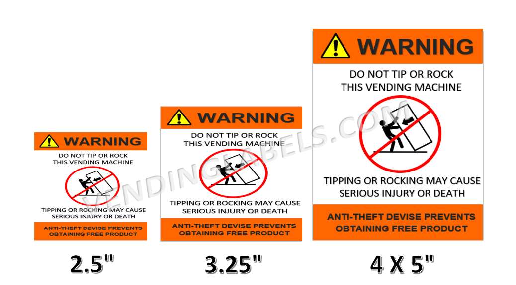 Warning Tip Tilt or Rock Stickers for Vending Candy Labels Crane Claw ...