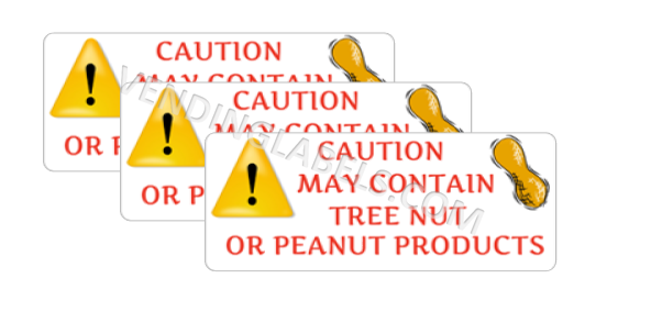 PEANUT TREE NUT WARNING Stickers for Vending Candy Labels Machines 1 x ...