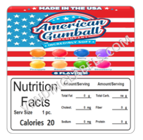 American Gumballs Vending Label Decal Sticker NUTRITION size – Vending ...