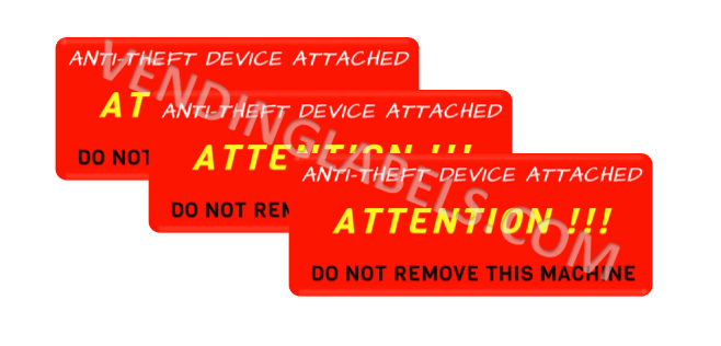 3 (pack) ANTI-THEFT Stickers for Vending Candy Labels Machines 1 x 2.5 ...