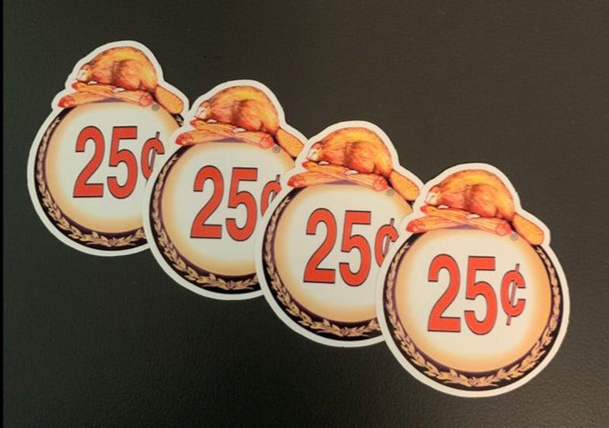 Beaver Price Stickers VENDING MACHINE CANDY TOY LABEL Decal (4 PACK ...