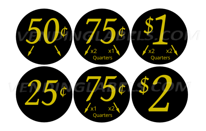 Black Gold Price Stickers VENDING MACHINE CANDY TOY STICKERS LABEL 2 ...