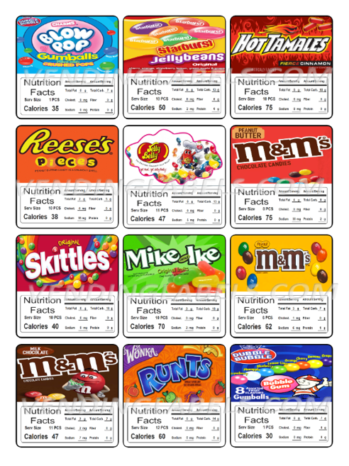 Vending Label Sticker or Laminated Decals NUTRITIONAL – Vending Labels
