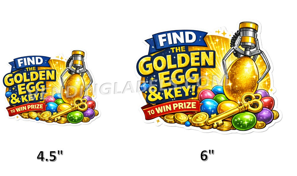 CRANE / CLAW Find CHICKEN GOLDEN EGG Key Sticker Label Decal for 2 siz ...