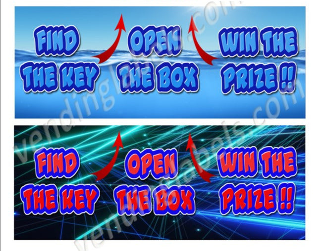 CRANE / CLAW FIND THE KEY PRIZE BOX Sticker Label Decal for Vending Ca ...