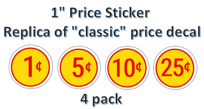 4 Pack PRICE Stickers for Vending Candy Labels Machines 1" Diameter "c ...