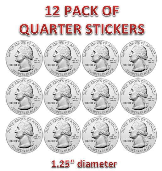12 Pack QUARTER PRICE Stickers for Vending Candy Labels Machines 1-1/4 ...