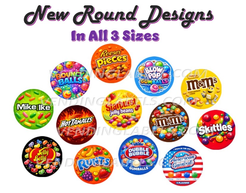 3" ROUND Sticker Decal for Vending Candy Labels Machines Gumball RND ...