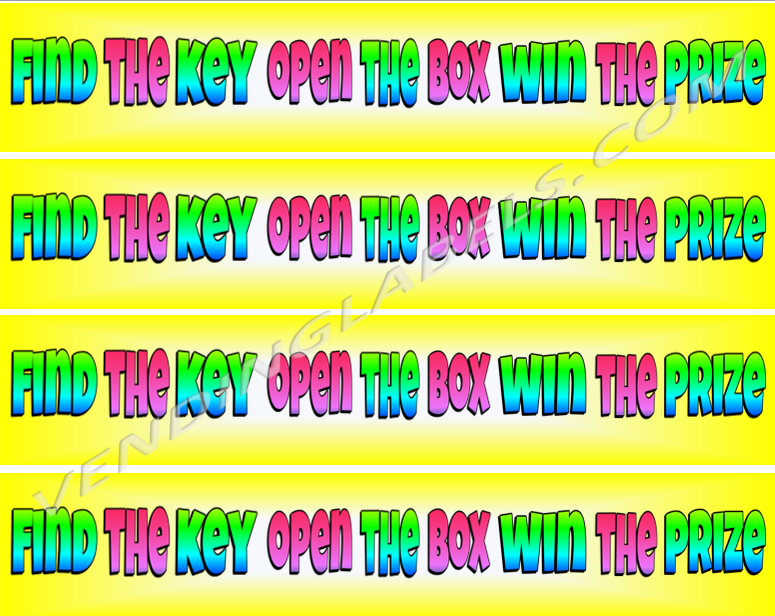 4 Pack CRANE / CLAW FIND THE KEY PRIZE BOX Sticker Label Decal for Ven ...