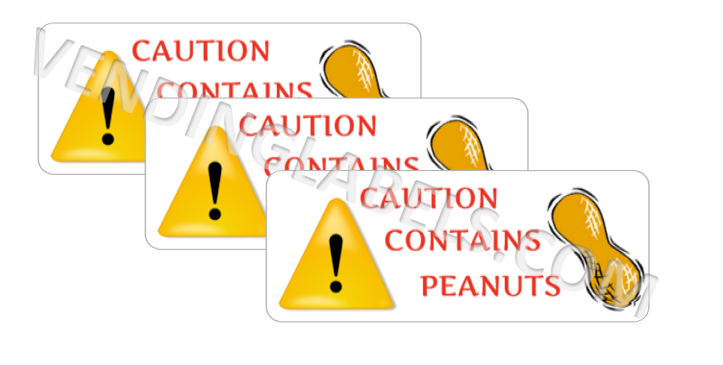 (3 Pack) PEANUT WARNING Stickers for Vending Candy Labels Machines 1 x ...