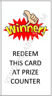 Insert winner CARD for STICKER TATTOO MACHINES Label Candy Vending mis ...