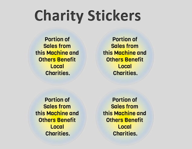 4 Pack CHARITY Stickers for Vending Candy Labels Machines 2" Round ...