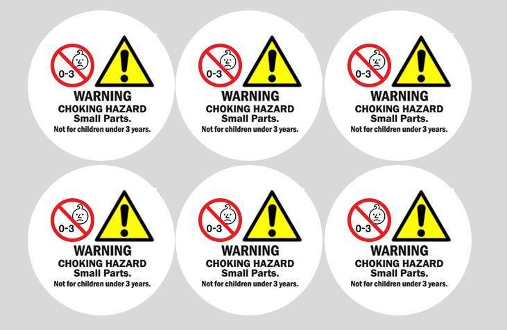 6 Pack CHOKE HAZARD ROUND Stickers for Vending Candy Labels Machines 2 ...
