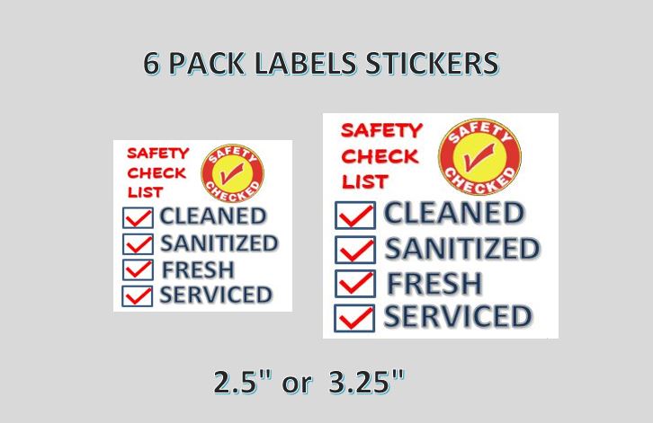 6 pack Food Safety Label Sticker Checklist Candy Vending 2.5" or 3.25 ...