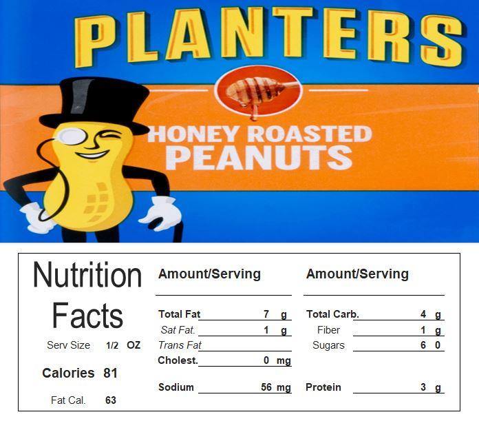 Honey Roasted Peanuts Vending Machine Candy Label Sticker With NUTRITI ...