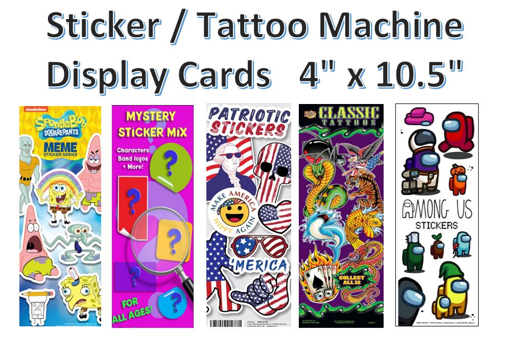 4" x 10.5" Sticker Flat Tattoo Vending Machine Label LAMINATED Toy DIS ...